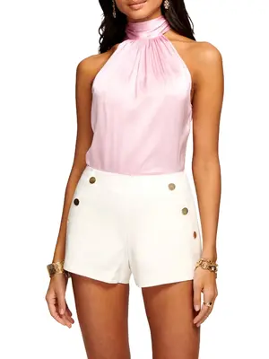 Ramy Brook Ramy Brook Lori Stretch Silk Halter Top Opal Pink