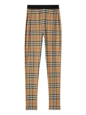 Burberry Check Stretch Jersey Leggings - Archive Beige