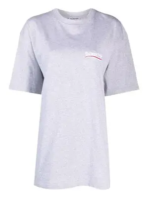 BALENCIAGA Balenciaga Grey Cotton Logo Print T-Shirt