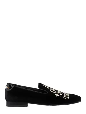 Philipp Plein Money-embroidered Velvet Loafers - Black