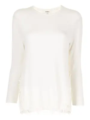 ONEFIFTEEN Floral Lace-detail Wool-blend Top - White
