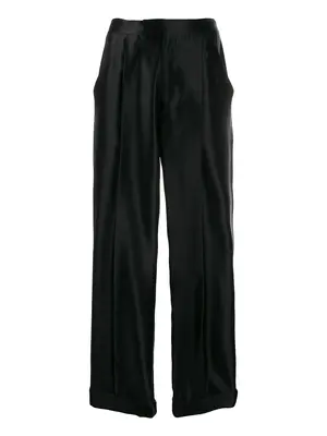 TOM FORD High-waisted Silk Trousers - Black