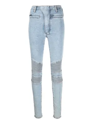 Philipp Plein High-waisted Biker Jeans - Blue