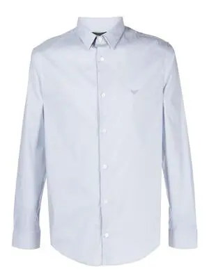 Emporio Armani Logo-embroidered Long-sleeve Shirt - Blue