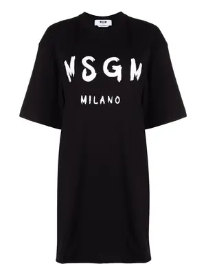 MSGM Logo-printed T-shirt Dress - Black