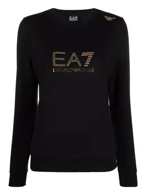 Emporio Armani Stud-detail Long-sleeved T-shirt - Black