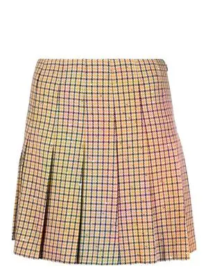 Alessandra Rich Houndstooth Pleated Mini Skirt - Yellow