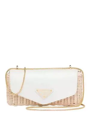 Prada Logo-plaque Interwoven Mini Bag - White