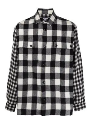 DIESEL Flannel Checked Wool Shirt - White