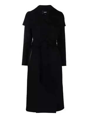 Mackage Draped Belted Wool Coat - Black