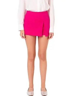 English Factory Slit Detail Skort - Fuchsia