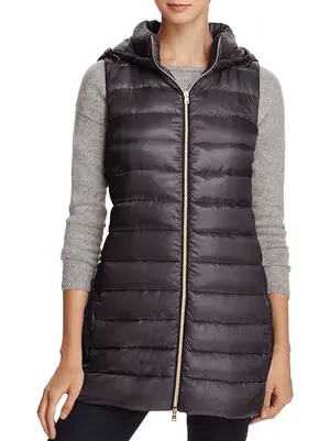 Herno Herno Hooded Long Down Vest Charcoal