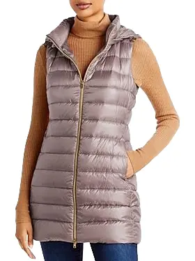 Herno Herno Hooded Long Down Vest Lilac/pink