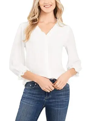 CECE DUPRAZ Ruffle Trim Blouse Soft Ecru