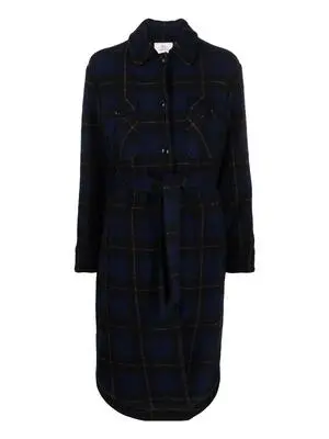 Woolrich Tartan-check Virgin Wool Coat - Blue