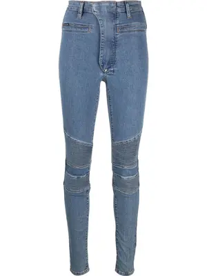 Philipp Plein High-waist Biker Jeans - Blue