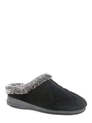 SPRING STEP SHOES Flexus By Spring Step Quilted Fleece Slippers Black