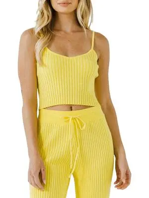 Endless Rose Rib Knit Crop Camisole - Lime