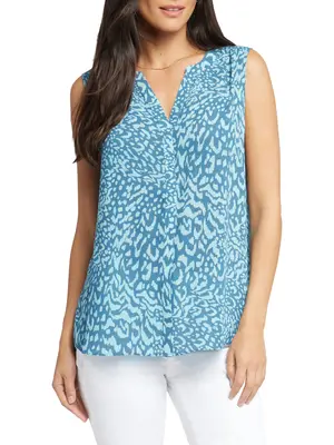 NYDJ NYDJ Print Pleat-Back Sleeveless Blouse Agness