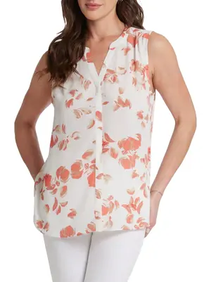 NYDJ NYDJ Print Pleat-Back Sleeveless Blouse Aurora