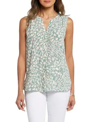 NYDJ Print Pleat-back Sleeveless Blouse - Endless Sea