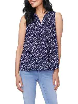 NYDJ NYDJ Print Pleat-Back Sleeveless Blouse Evening Ditsy