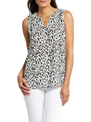 NYDJ NYDJ Print Pleat-Back Sleeveless Blouse Gato