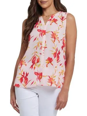 NYDJ NYDJ Print Pleat-Back Sleeveless Blouse La Joya