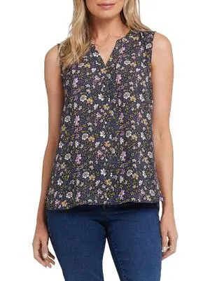 NYDJ Print Pleat-back Sleeveless Blouse - Marisol