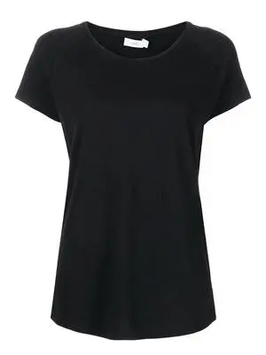 Closed Round Neck Cotton T-shirt Black