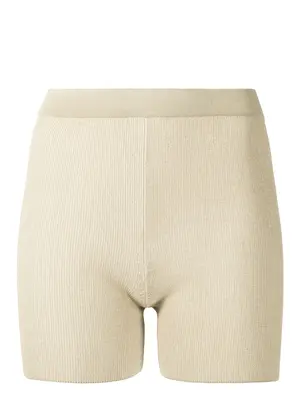 Jacquemus Arancia Ribbed-knit Shorts - Neutrals