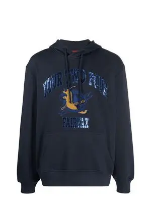 424 Appliqué Detail Hoodie - Blue