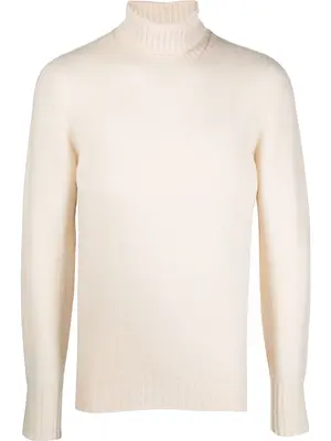 DRUMOHR Ribbed Knit Turtleneck Jumper - Neutrals