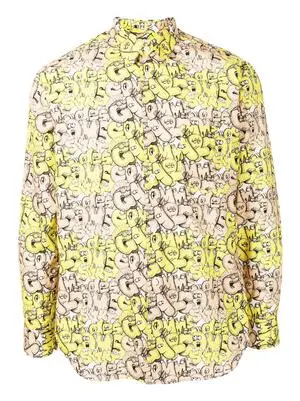 Comme Des Garçons Graphic-print Cotton Shirt - Yellow