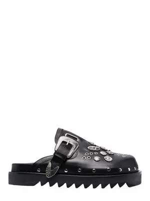 TOGA VIRILIS Embellished Leather Clogs - Black