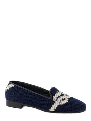BYPAIGE By Paige Needlepoint Nautical Flats - Navy