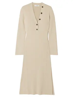FRAME Ribbed-knit Midi Dress - Cream