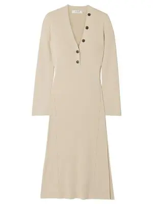 FRAME Ribbed-knit Midi Dress - Cream