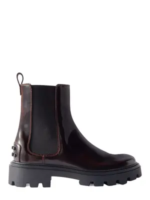 TOD'S Tod's Gomma Pesante Glossed-Leather Chelsea Boots Brown