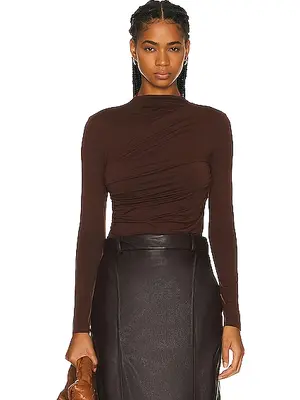 Enza Costa Enza Costa Viscose Jersey Twist Top Saddle Brown