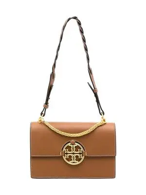 Tory Burch Logo Plaque Leather Shoulder Bag - Brown