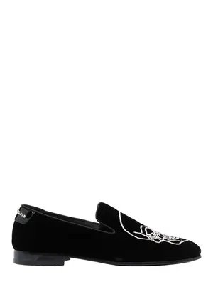 Philipp Plein Skull-embroidered Velvet Loafers - Black