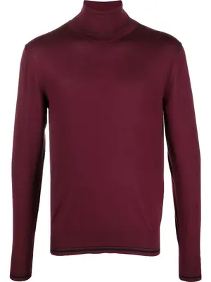 Dolce & Gabbana Slim Fit Polo Neck Jumper - Red