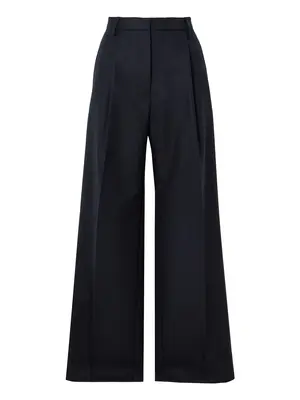 Dries Van Noten Dries Van Noten Pleated Wool Wide-Leg Pants Blue