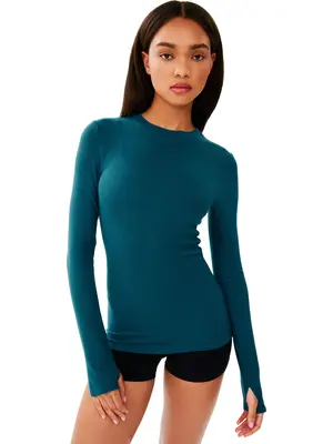 Splits59 Louise Ribbed Long Sleeve Top Peacock