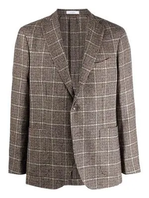 Boglioli Single Breasted Checked Blazer - Brown