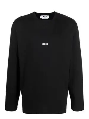 MSGM Logo-print Longsleeved T-shirt - Black