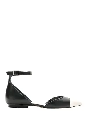 STUDIO CHOFAKIAN Cisne Flat Leather Sandals - Black