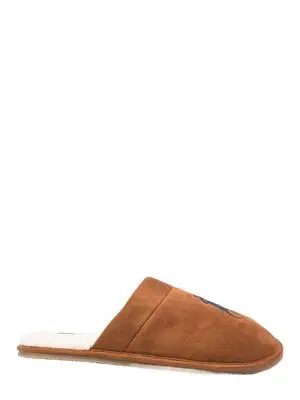 Polo Ralph Lauren Polo Pony Embroidered Slippers - Brown