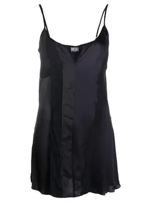 DIESEL Panelled Satin Slip Dress - Black